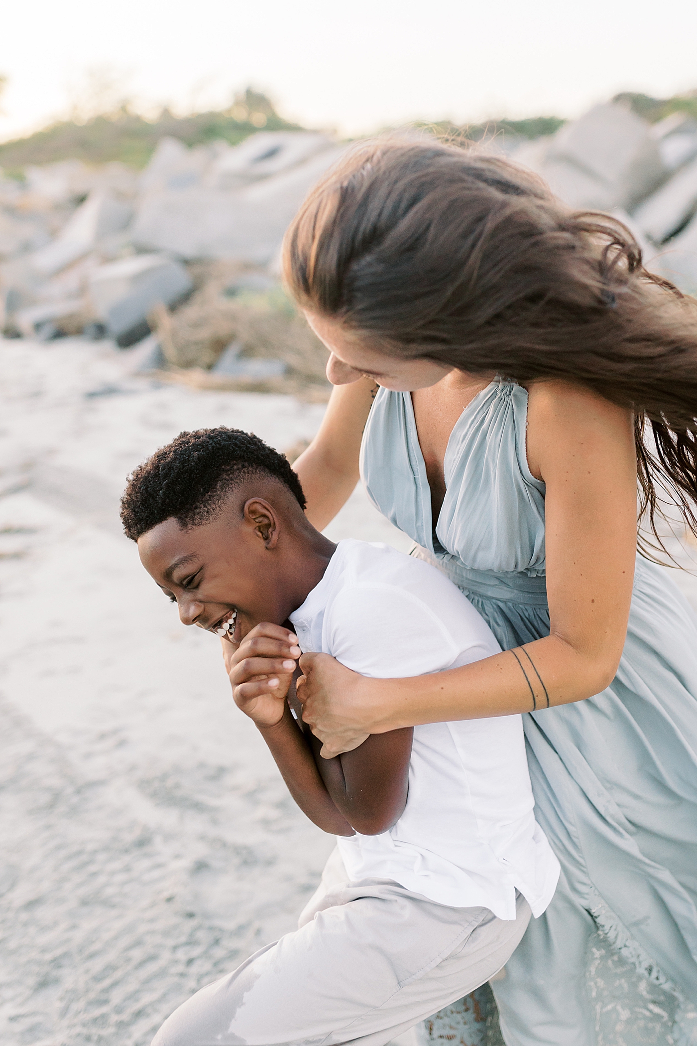 Playful Beach Family Session at Sunset
